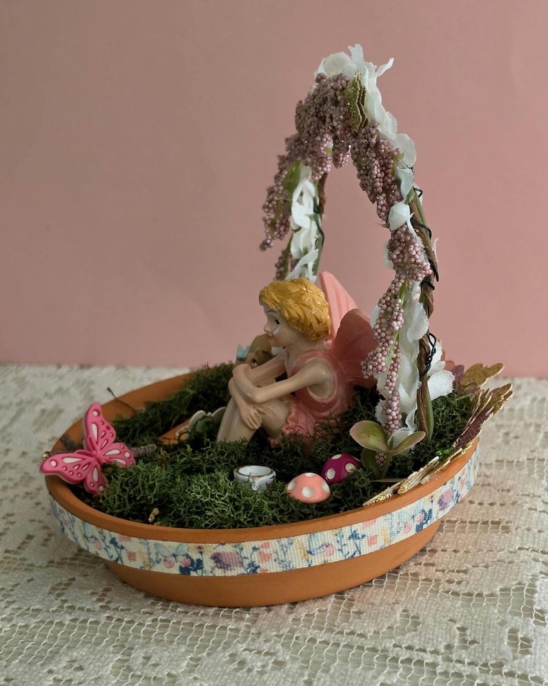 Butterfly Fairy Garden Scene |terracotta Dish Decor | Cottagecore ...