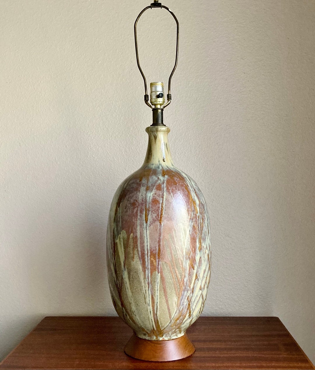 Vintage Lee Rosen Design-technics Earthtone Drip Glaze Pottery Lamp MCM ...