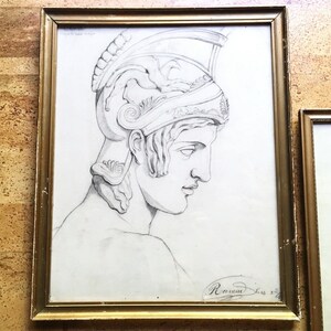 Set of 3 Antique Drawings Hellenistic Greek Sculptures, Signed 19th C ...