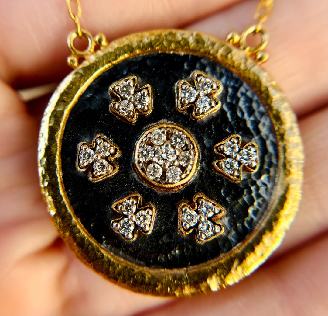 Gurhan Imperial 24K Gold & Oxidized Silver Diamond Medallion Necklace ...