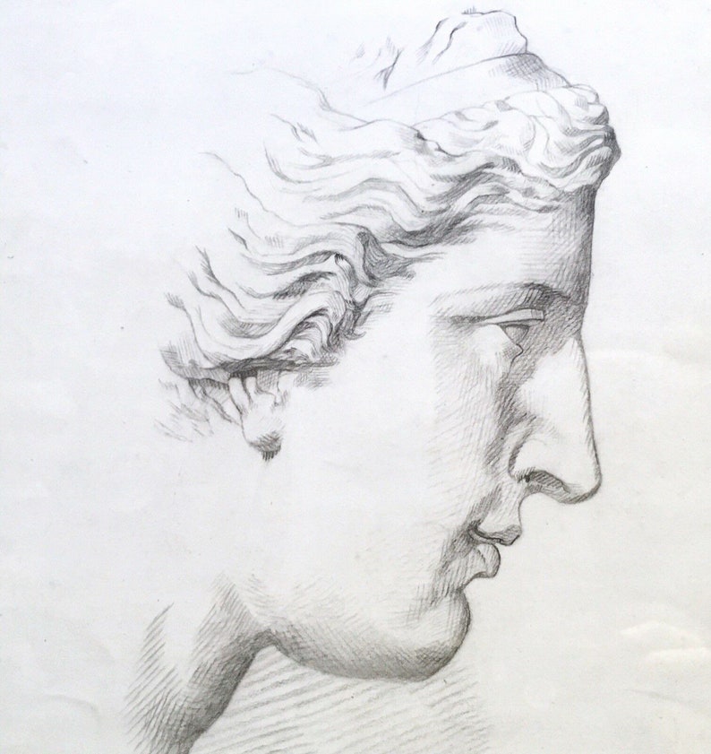Set of 3 Antique Drawings Hellenistic Greek Sculptures, Signed 19th C ...