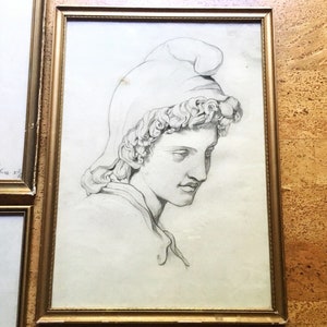 Set of 3 Antique Drawings Hellenistic Greek Sculptures, Signed 19th C ...