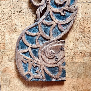 Pair Antique Carved Wood Thai Naga Head Salvaged Temple Roof Finials ...