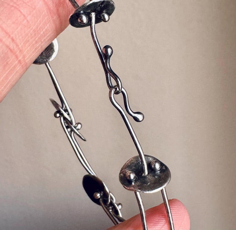 Intriguing Modernist Artisan Fine Silver Kinetic Bracelet, Artist ...