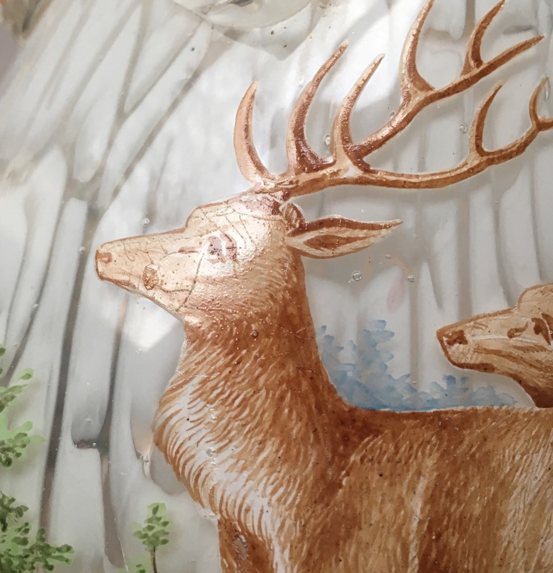 Rare Antique Harrach Malachit Glass Goblet Enameled Deer | Etsy