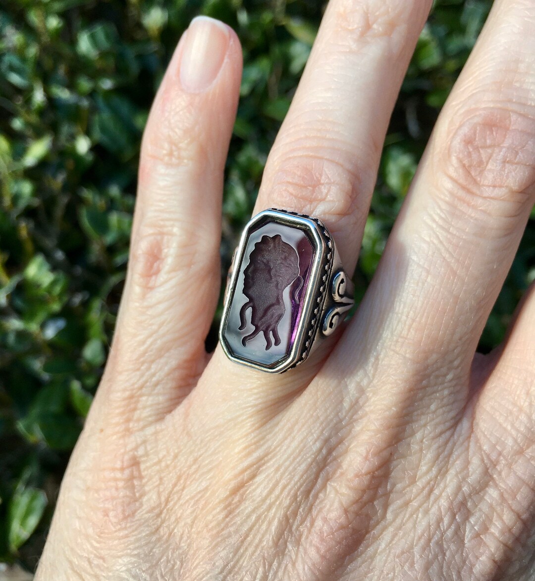 Extasia Sterling Silver Victorian Revival Purple Amethyst Glass ...