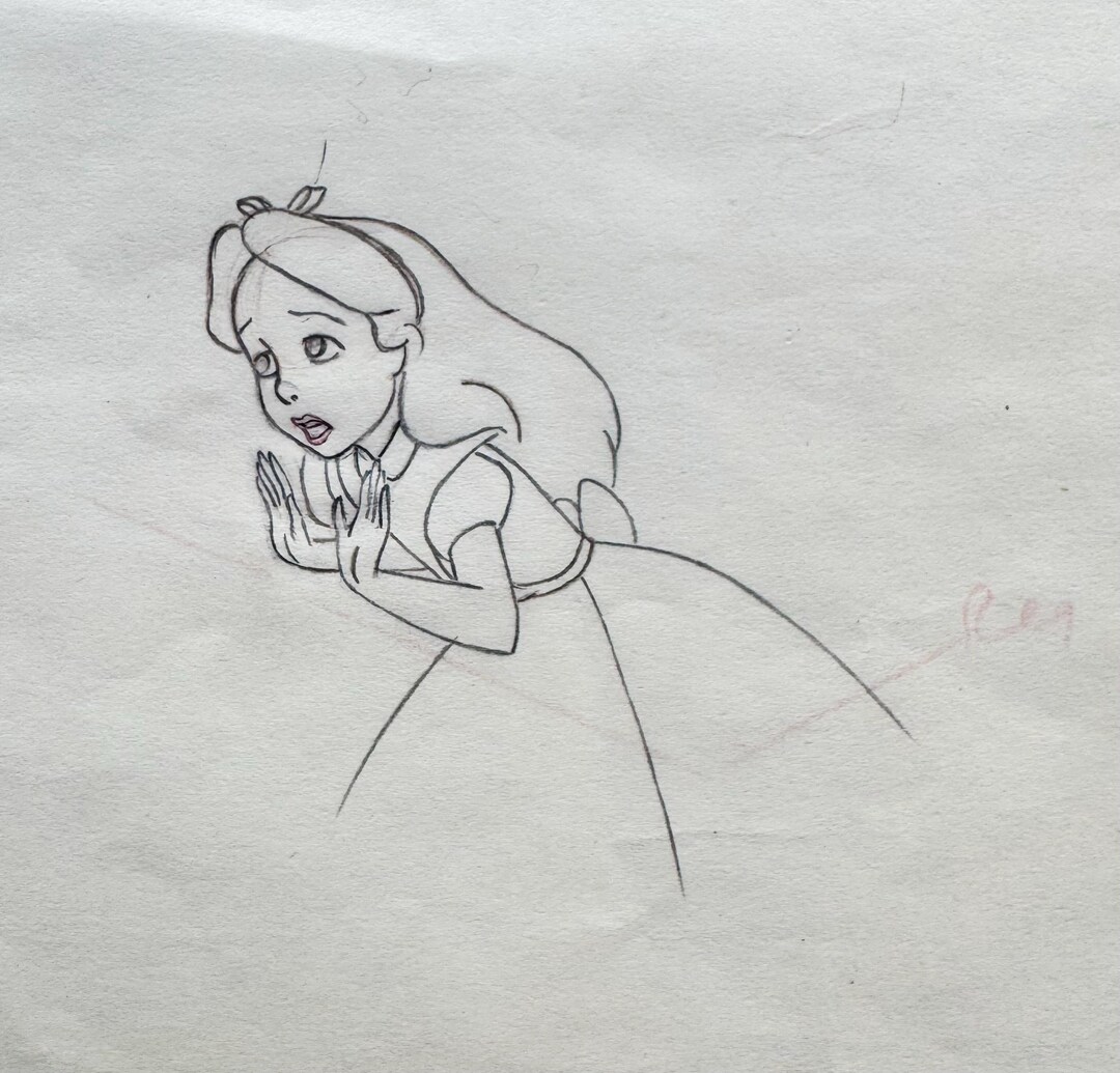 Original Disney Alice in Wonderland Animation Production Drawing of ...