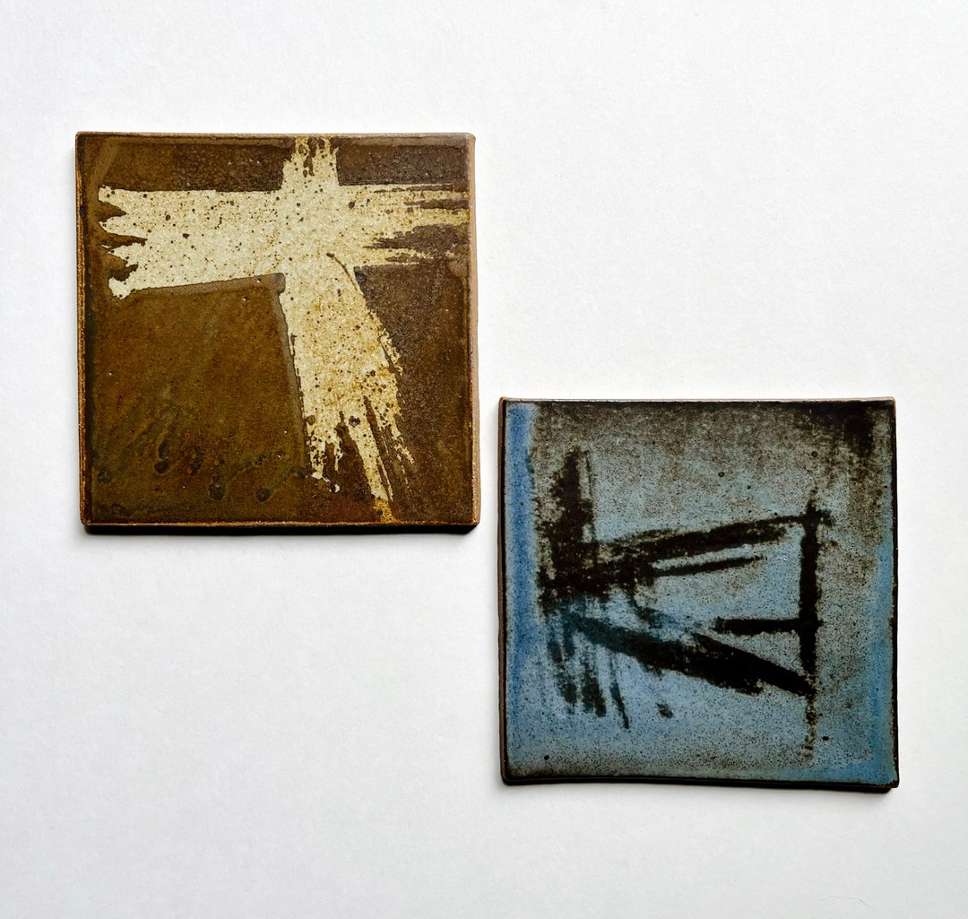 Peter Leach Studio Pottery Modernist Abstract Tiles, MN Warren ...
