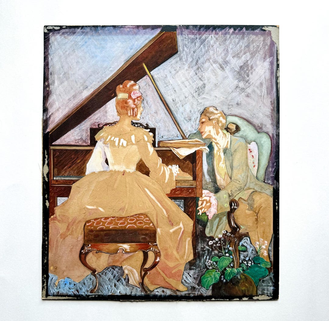Samuel Davis Otis Art Deco Illustration Gouache Painting Piano Recital ...