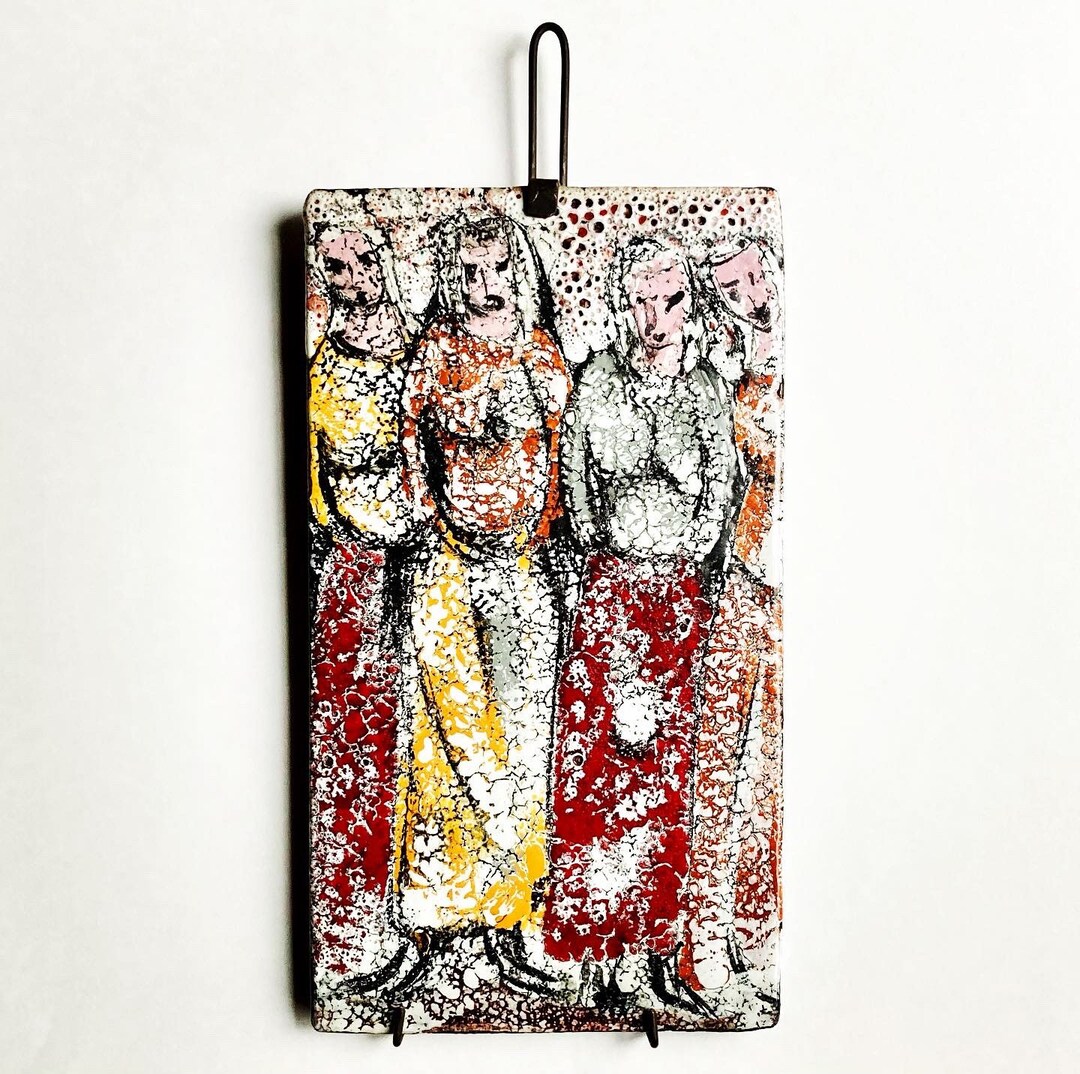 Rare Fratelli Fanciullaci Pottery Wall Tile / Plaque Abstract Women ...