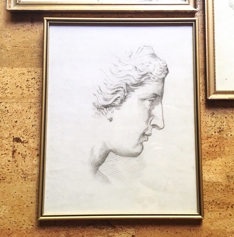 Set of 3 Antique Drawings Hellenistic Greek Sculptures, Signed 19th C ...