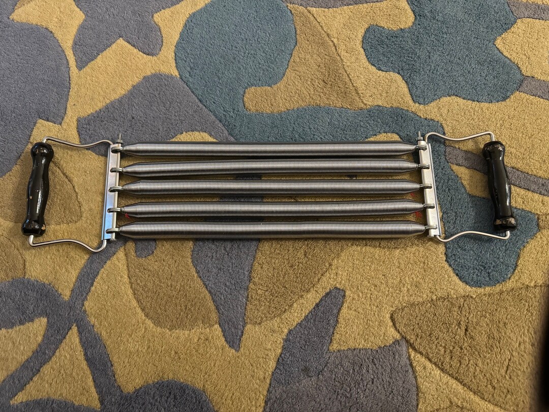 Japanese Spring Chest Expander 5 Springs Rotating Wooden Handles Bronze ...