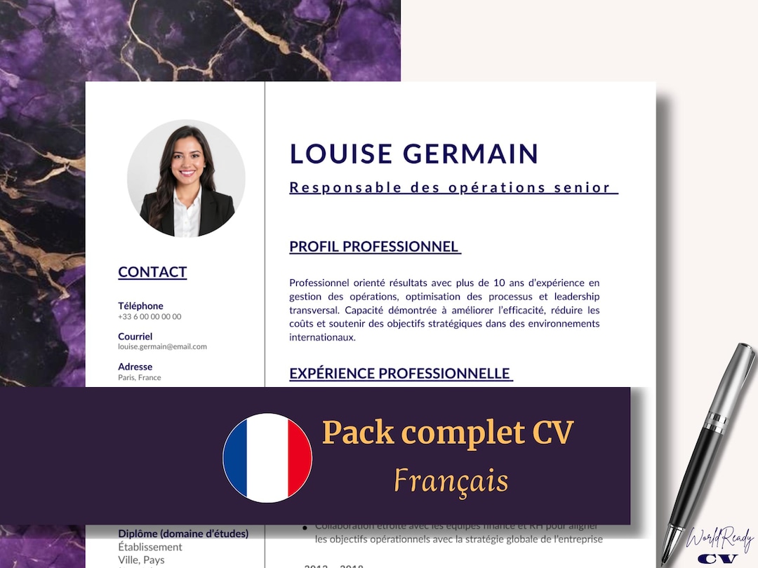 CV Créatif Avec Photo Canva – Modèle De CV Moderne En Français, Kit ...