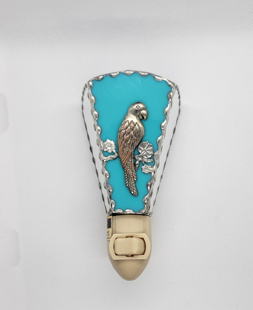 Teal Stained Glass Parrot Night Light: Handmade Home Decor - Etsy