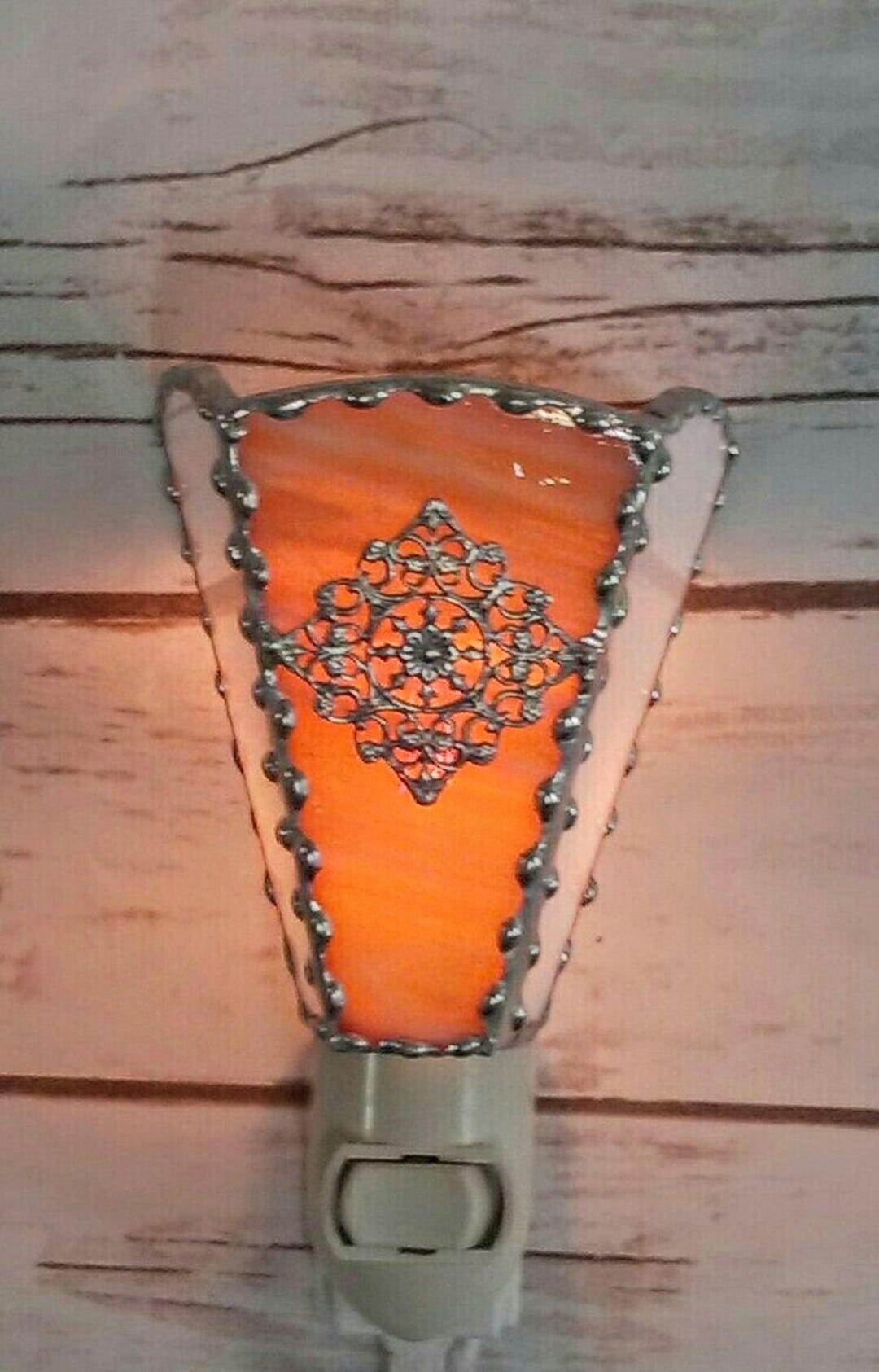 Stained Glass Night Light Plug in Light Victorian Design Stained Glass ...