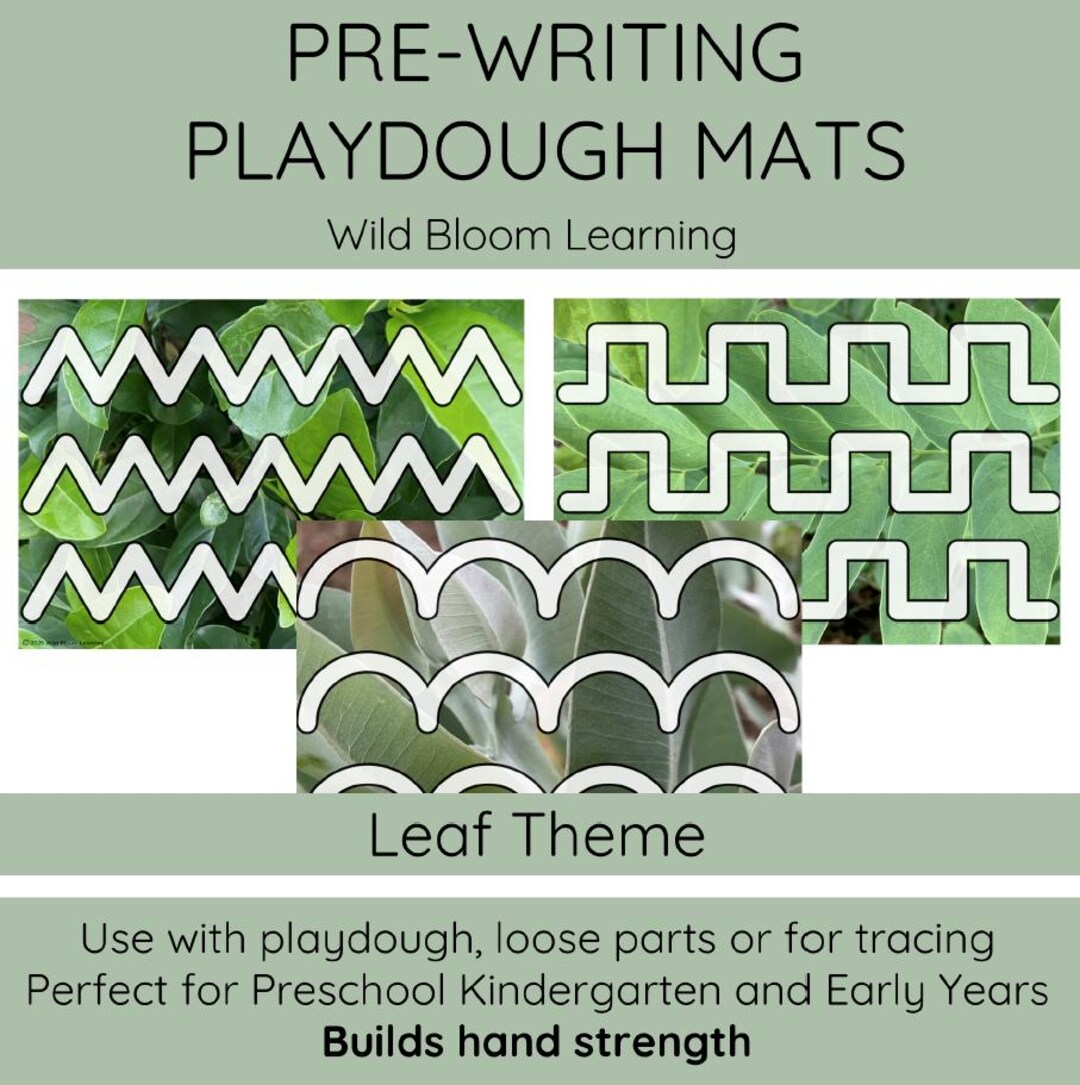 Nature-inspired Leaf Pre-writing Playdough Mats– Fine Motor & Loose ...