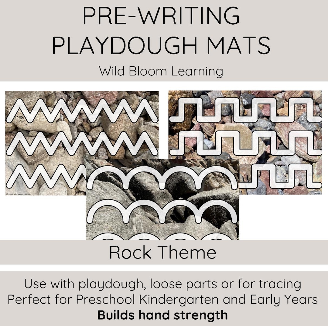 Nature Inspired Rock Pre-writing Playdough Mats– Fine Motor & Loose ...