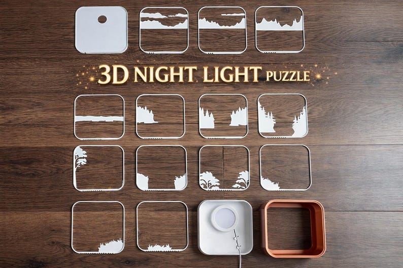 3D Puzzle Lamp STL | Shadow Box Night Light | 3D Printable Decor - Etsy