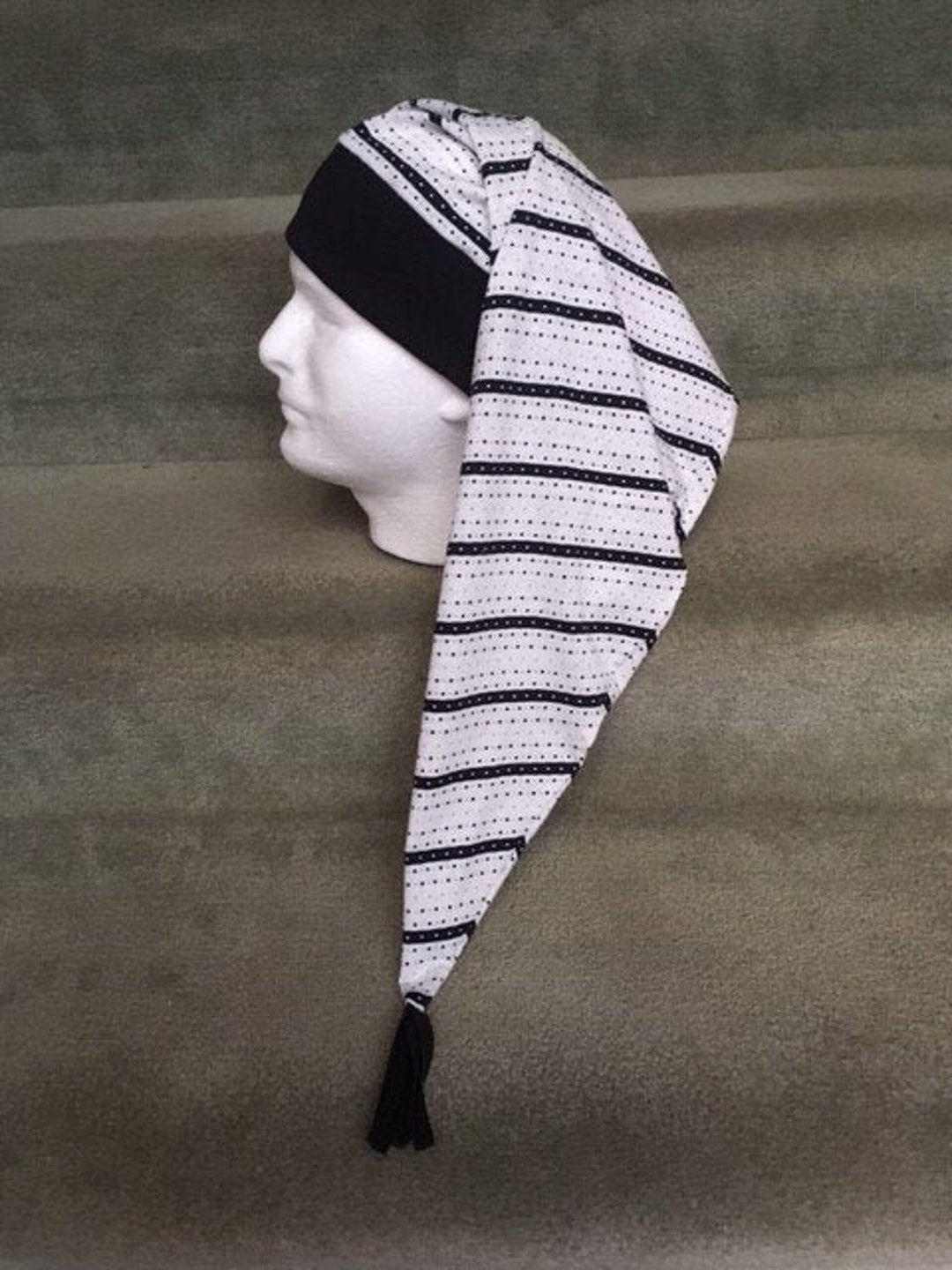 NIGHT CAP SLEEPING Hat Scrooge Cap Cotton Stripe Jacquard Knit Soft and ...