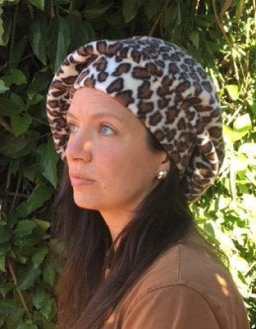 LEOPARD BERET FLEECE Hat Tam Cloche Warm Soft and Nubby in Adult Size ...
