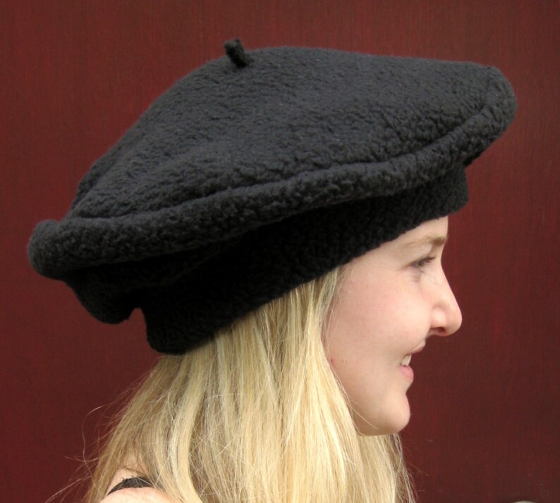 BERET BERBER FLEECE Soft and Nubby Black Adult Sizes - Etsy