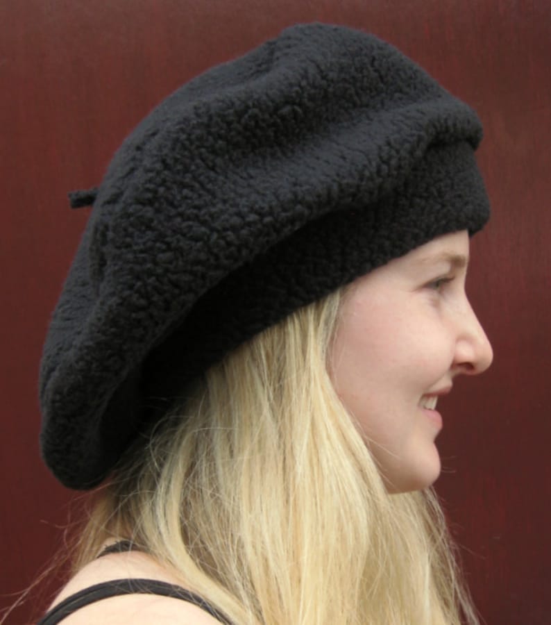 BERET BERBER FLEECE Soft and Nubby Black Adult Sizes - Etsy