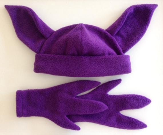 MONSTER GOBLIN PURPLE Hat With Ears and Glove Set Fleece Adult | Etsy