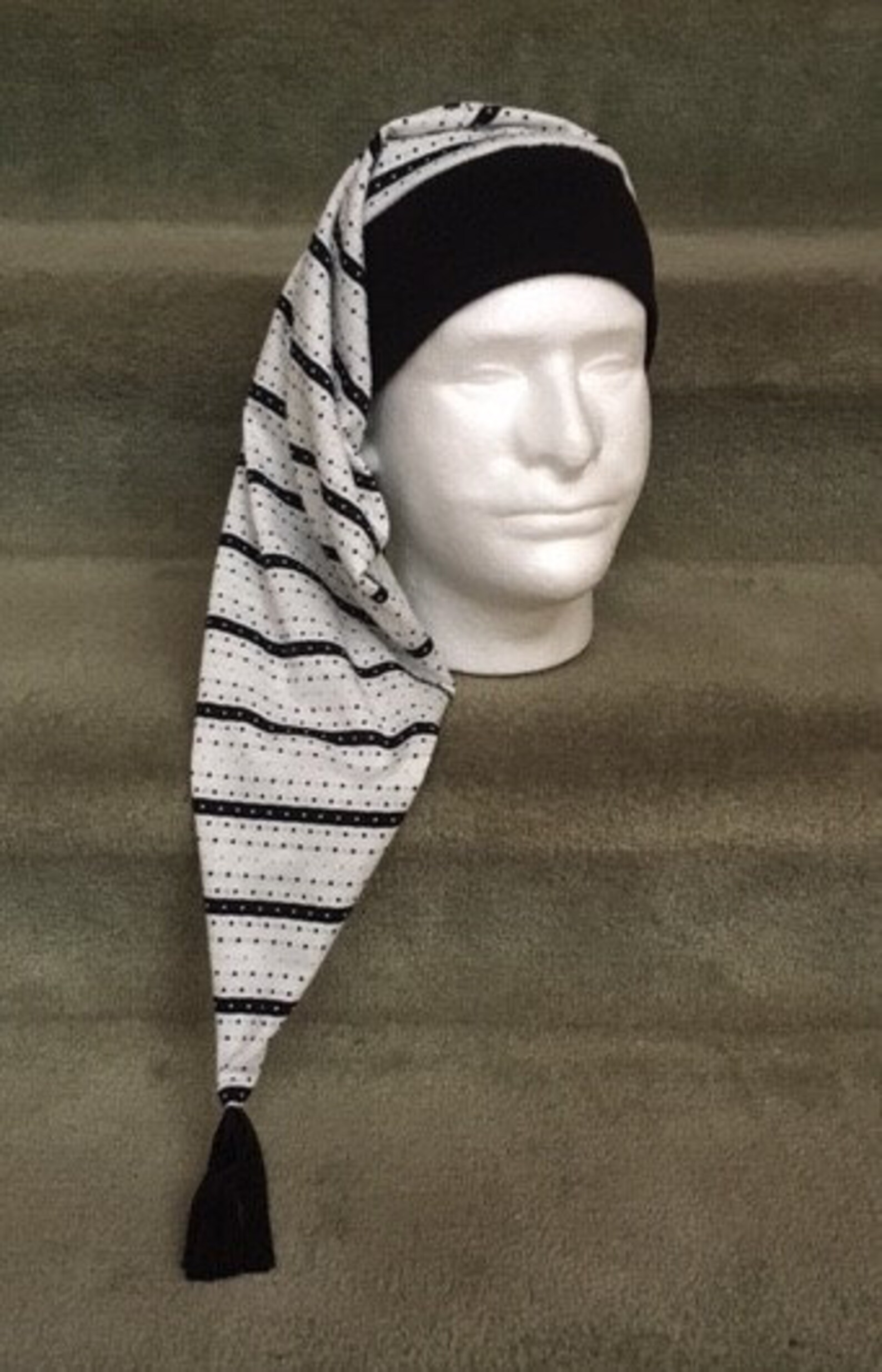 NIGHT CAP SLEEPING Hat Scrooge Cap Cotton Stripe Jacquard Knit Soft and ...