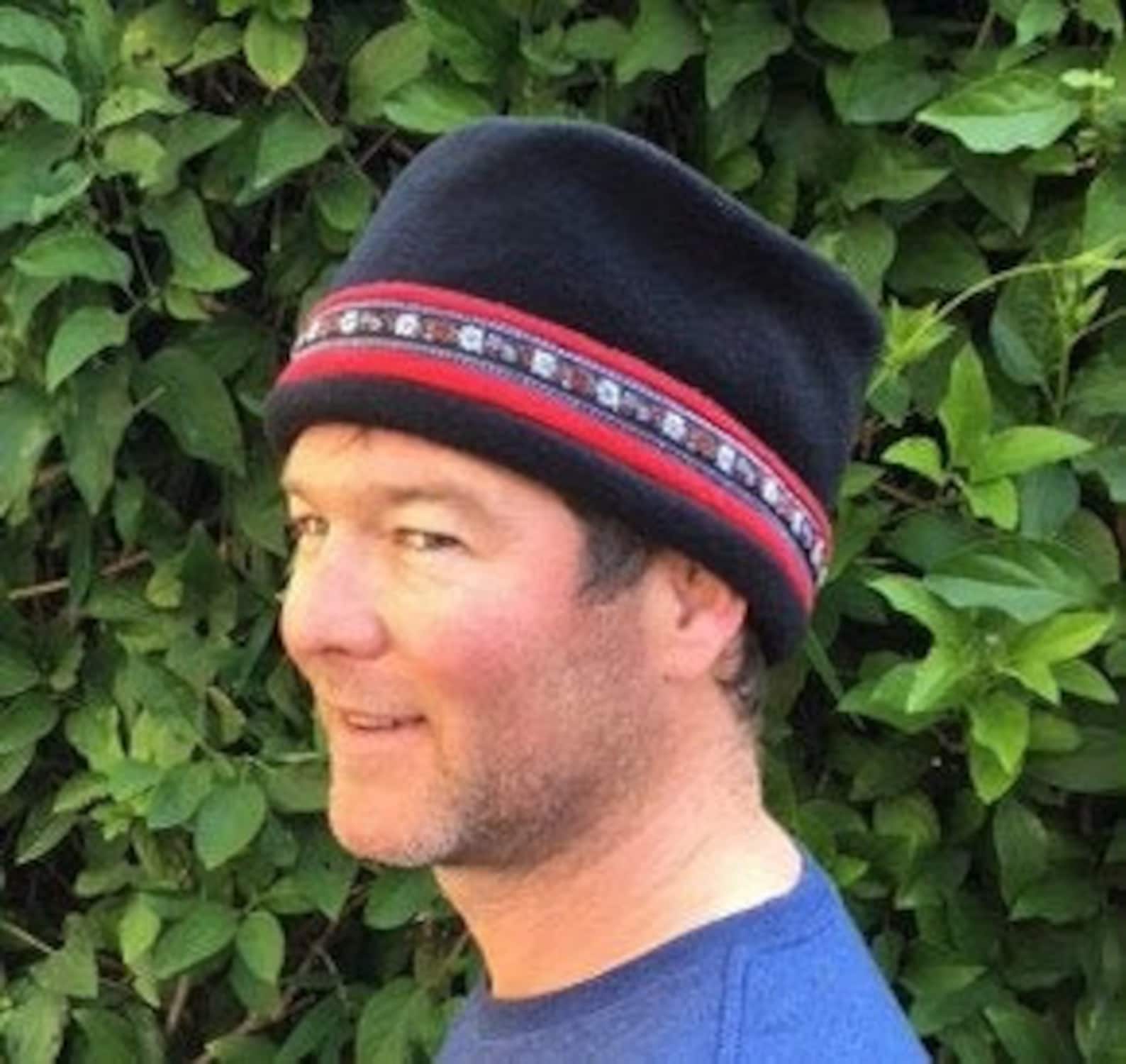 ALPINE SKI HAT Pillbox Hat Tyrolean Bavarian Fleece Cap With Jacquard ...