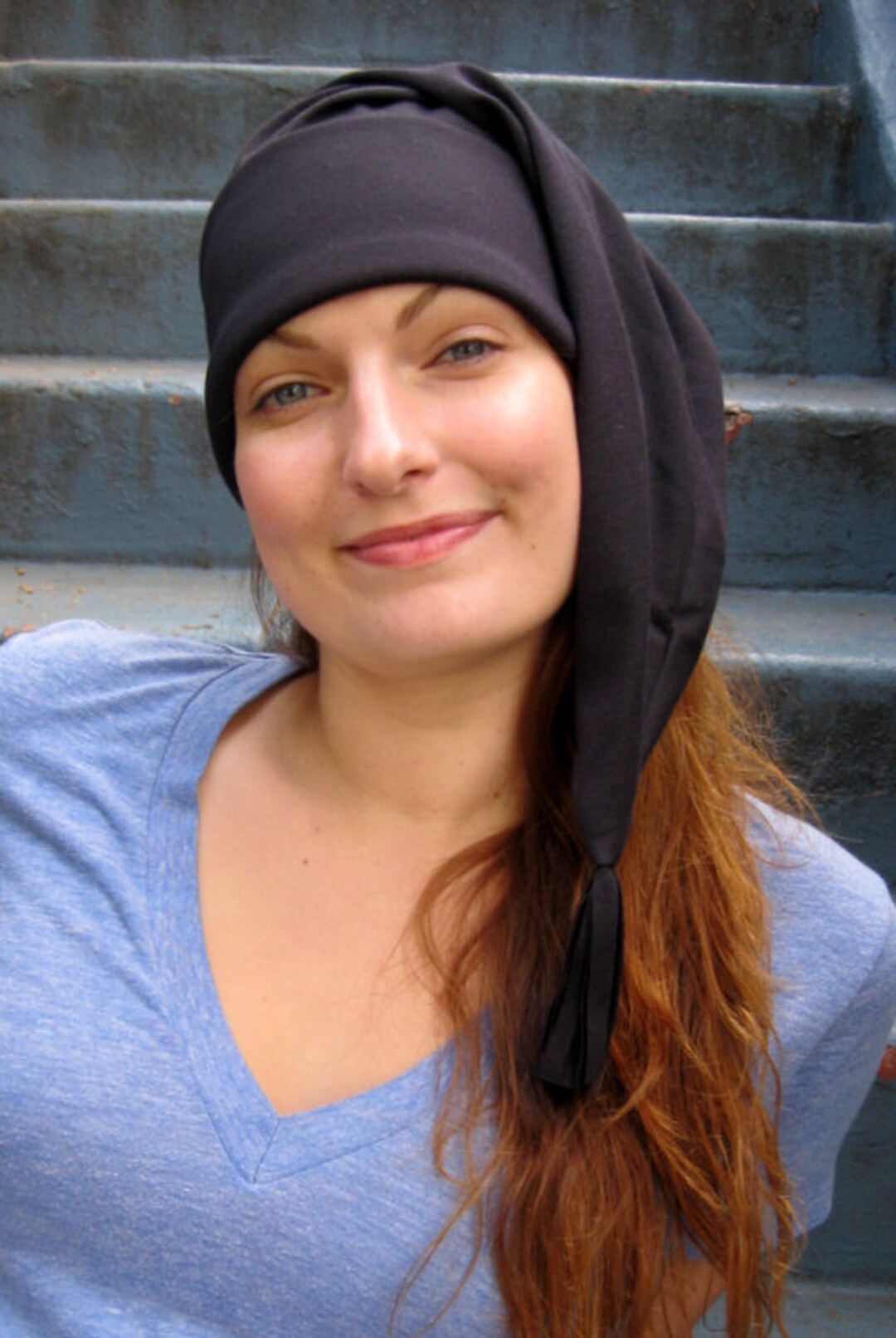 NIGHT CAP STOCKING Black Cap Sleep Hat Cotton Adult and Child Sizes and ...