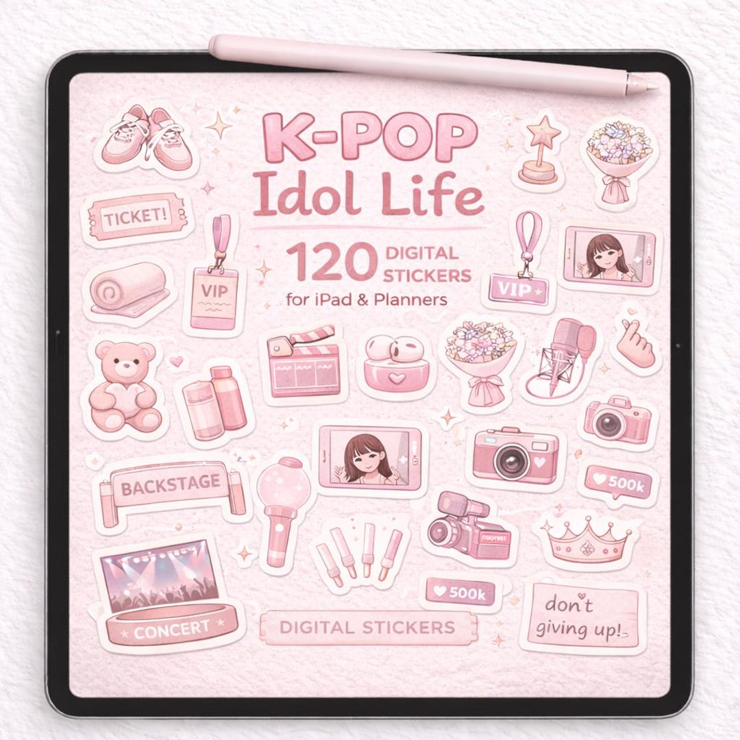 K-pop Idol Life Stickers | 120 Digital Stickers | Kpop Planner Stickers ...