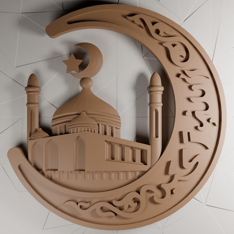 Islam Mosque Crescent Relief STL File for CNC Router 3D Printer | Wall ...