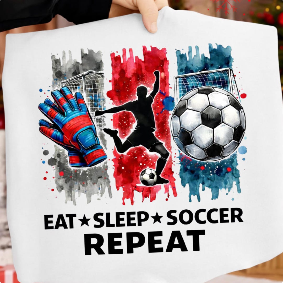 Soccer PNG Sublimation Design, Trendy Brushstroke PNG, Eat Sleep Soccer ...