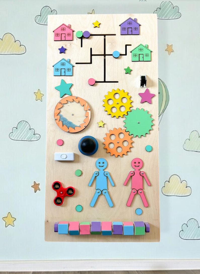 Montessori Busy Board Wall Toy, Large Wooden Activity Board for Daycare ...