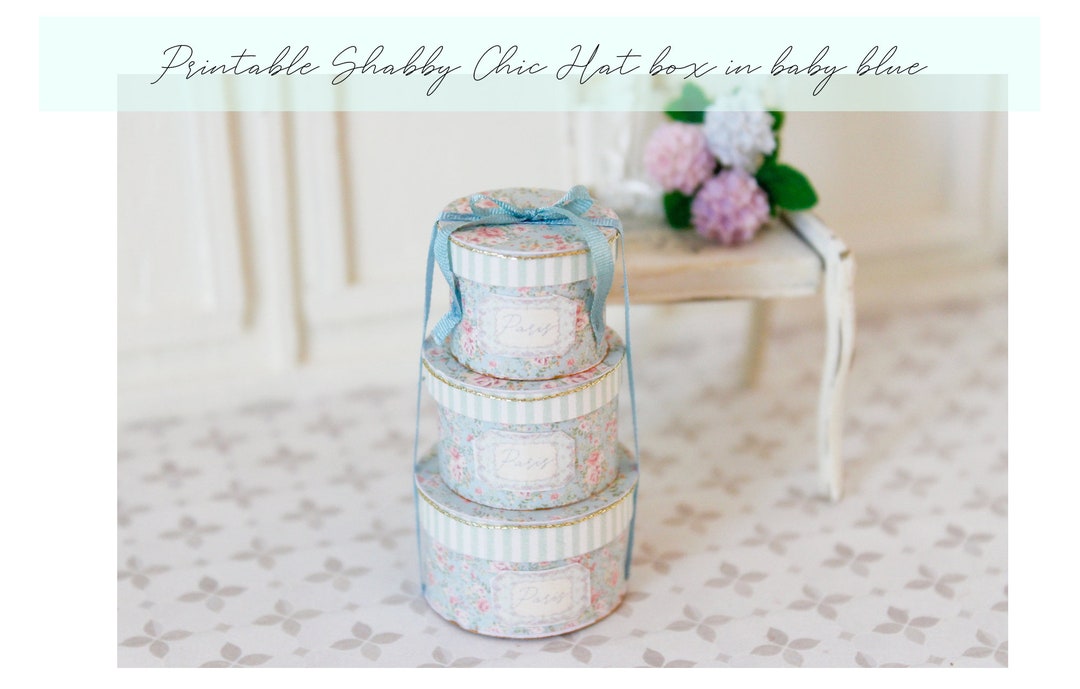 Dollhouse Miniature Printable- 12th Scale DIY - Shabby Chic Hat Box in ...