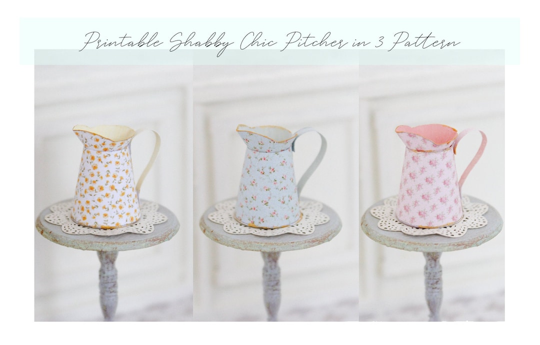 Dollhouse Miniature Printable- 12th Scale DIY - Shabby Chic Pitcher in ...