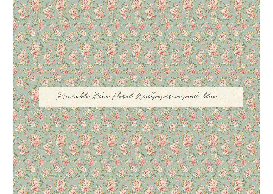 Dollhouse Miniature Printable- 12th Scale DIY - Printable Blue Floral ...