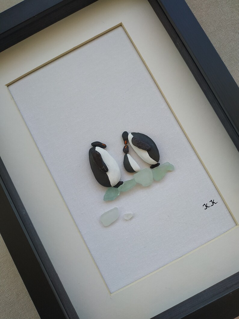 Penguin Family 1 Pebble Art - Etsy
