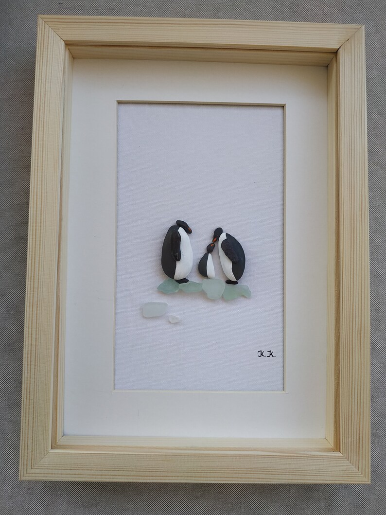 Penguin Family 1 Pebble Art - Etsy