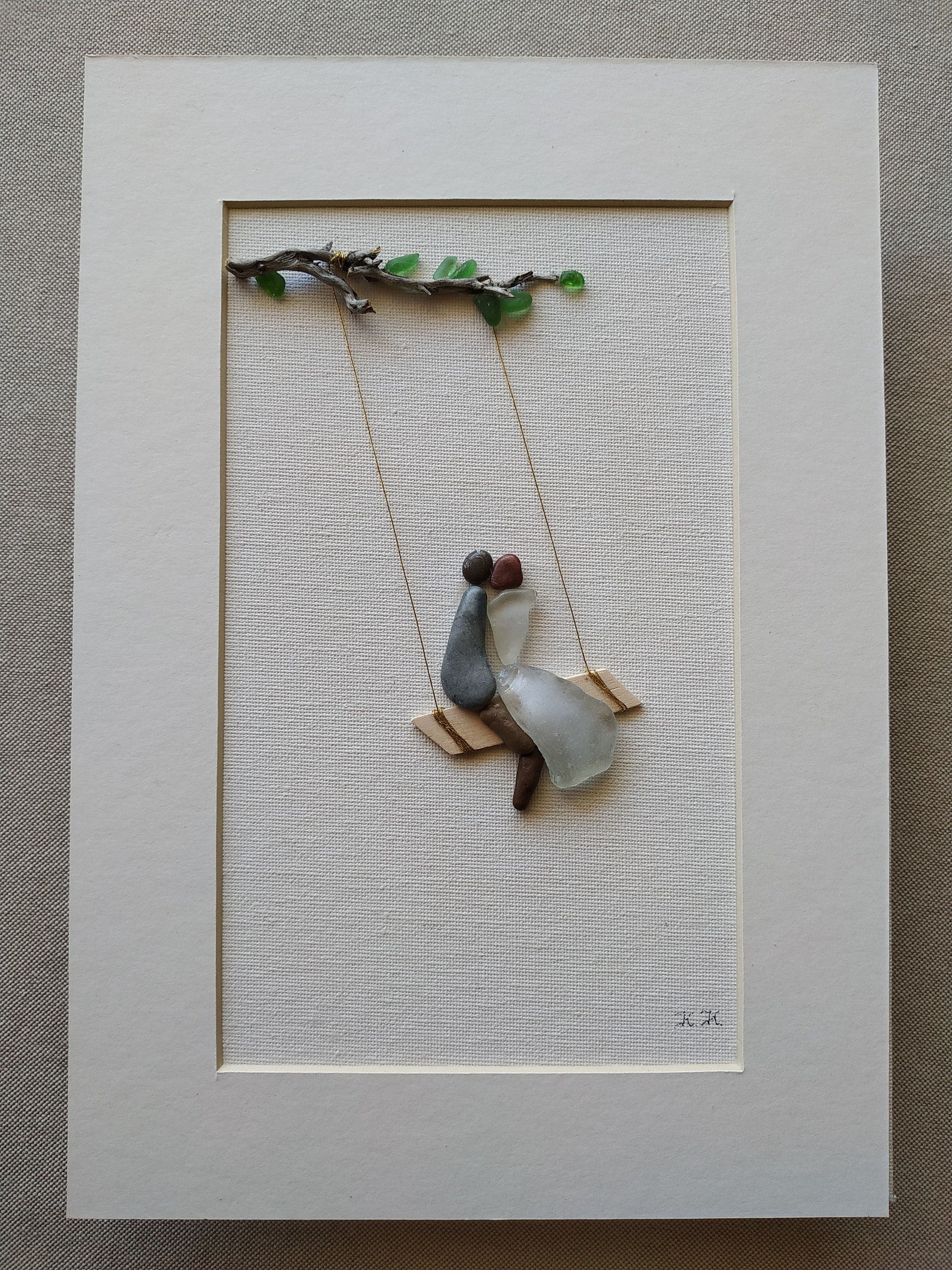 Romantic Couple on a Swing, Pebble Art - Etsy