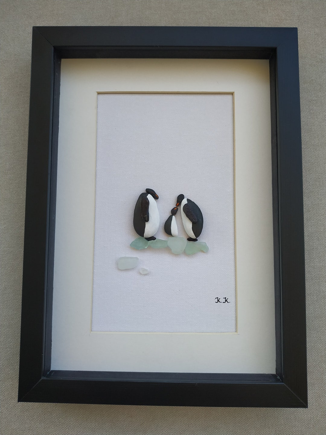 Penguin Family 1 Pebble Art - Etsy