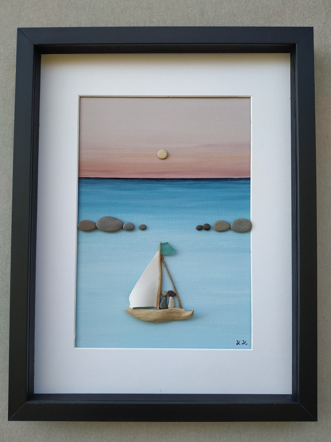 Sail Boat With Couple Pebble Art - Etsy