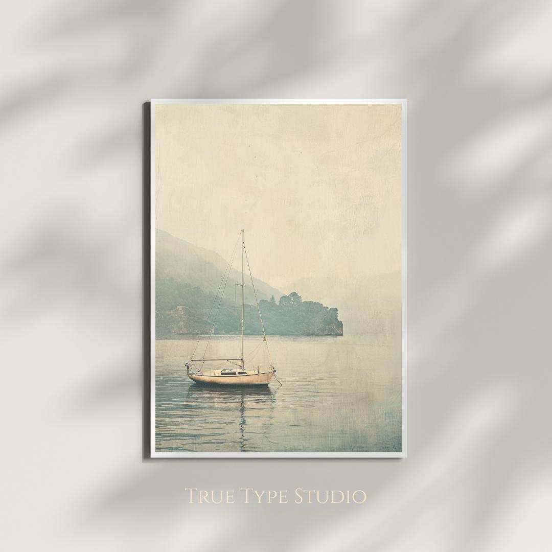 Luxury Vintage Yacht in Sea Poster - Old Money Aesthetic Wall Art ...