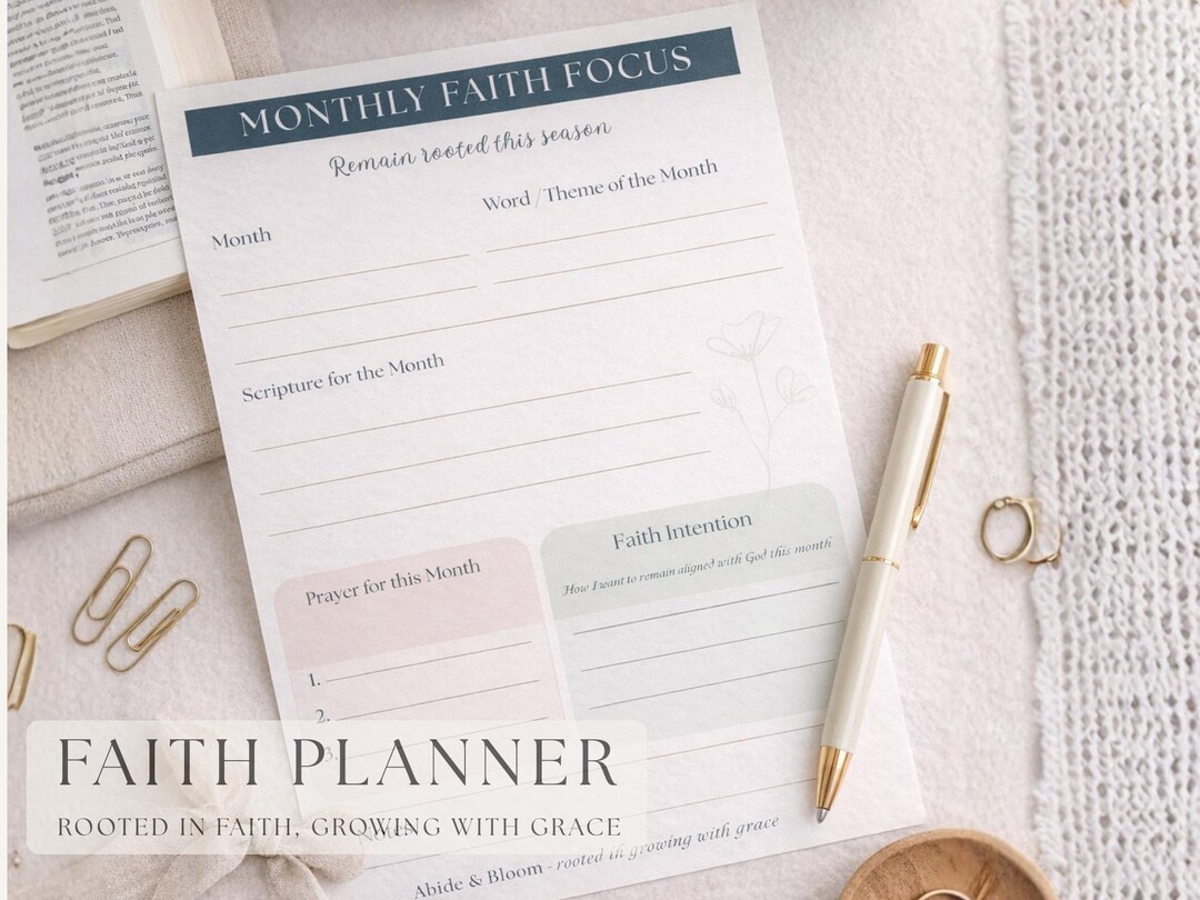Faith Planner Printable | Christian Journal, Monthly, Weekly, Daily ...