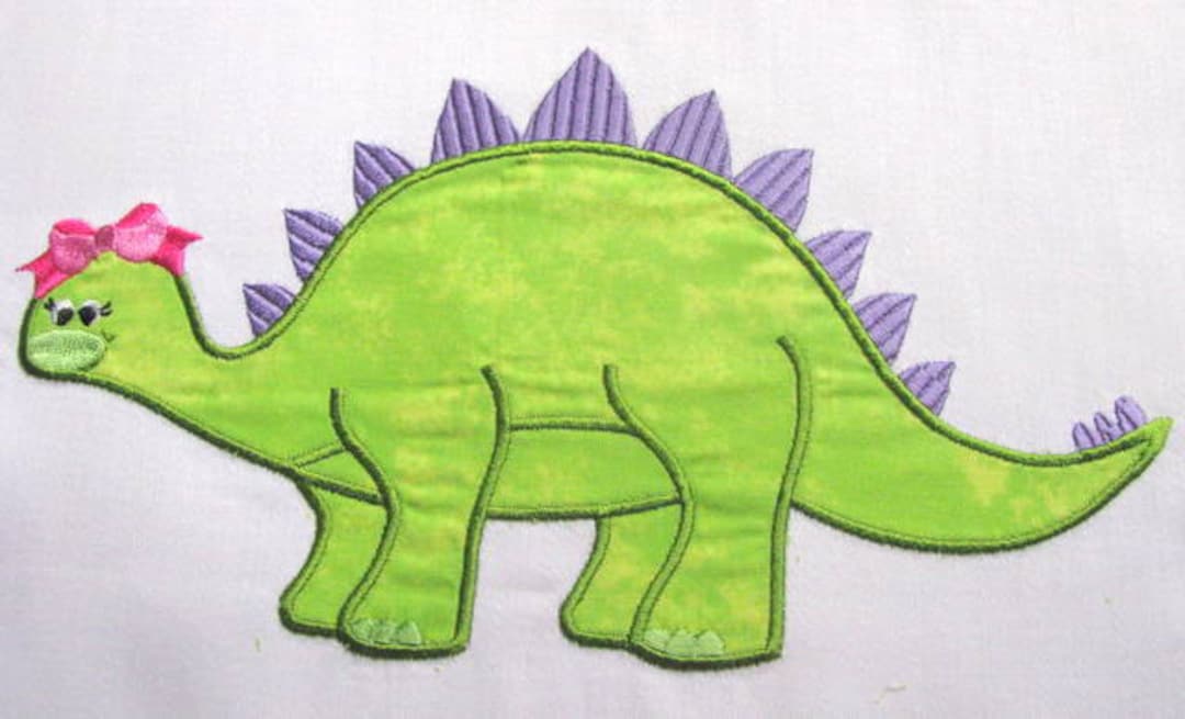 Girly Dinosaurs 03 Machine Applique Embroidery Design - Dinosaur ...
