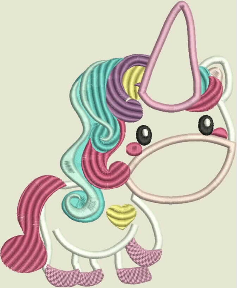 Cute Unicorn Machine Applique Embroidery Design Unicorn - Etsy