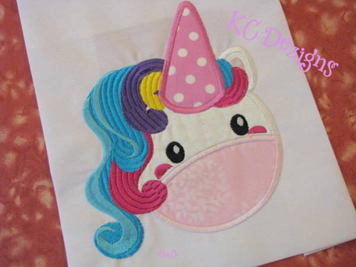Cute Unicorn Face Machine Applique Embroidery Design Unicorn - Etsy