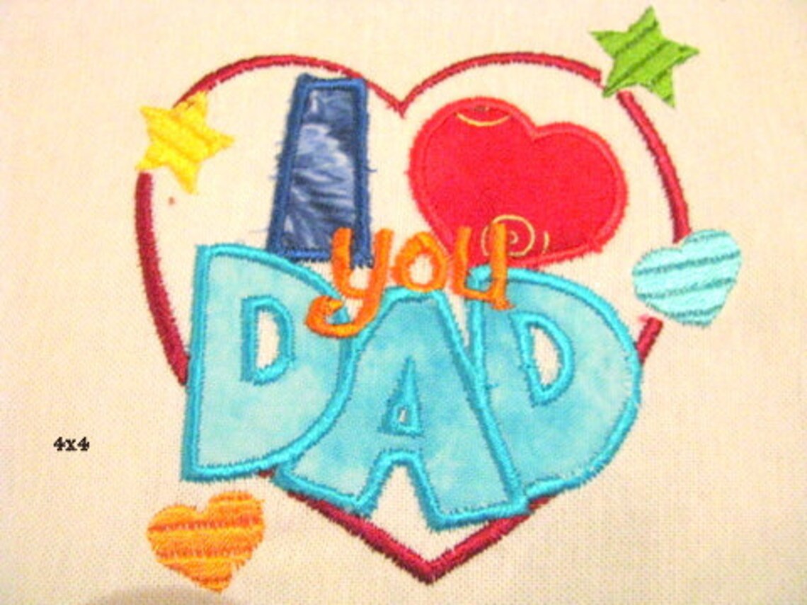 I Love You Dad Machine Applique Embroidery Design Dad | Etsy