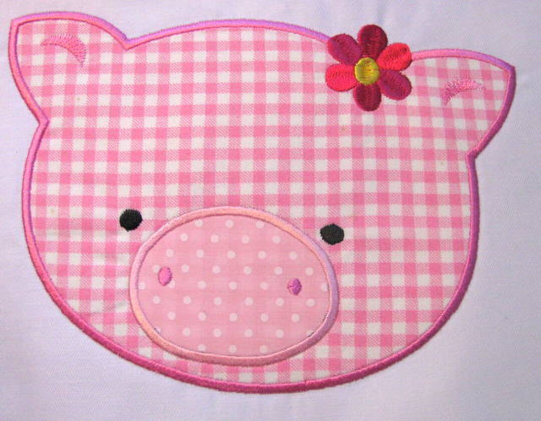 Pig Face 01 Machine Applique Embroidery Design - Pig Face Applique ...