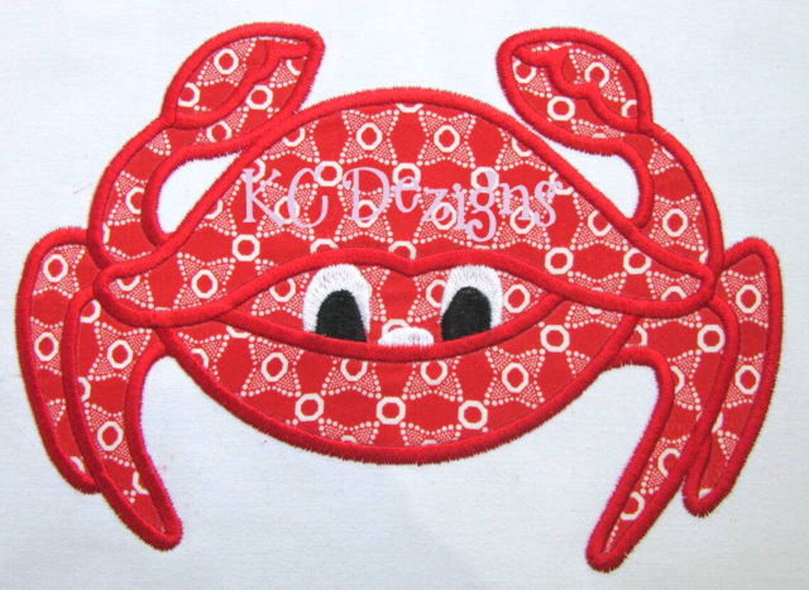 Crab Applique Machine Embroidery Design - Crab Applique Design - Crab ...
